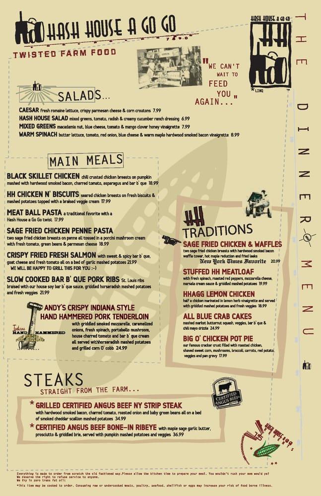 Menu at Hash House A Go Go at The LINQ restaurant, Las Vegas, S Las ...