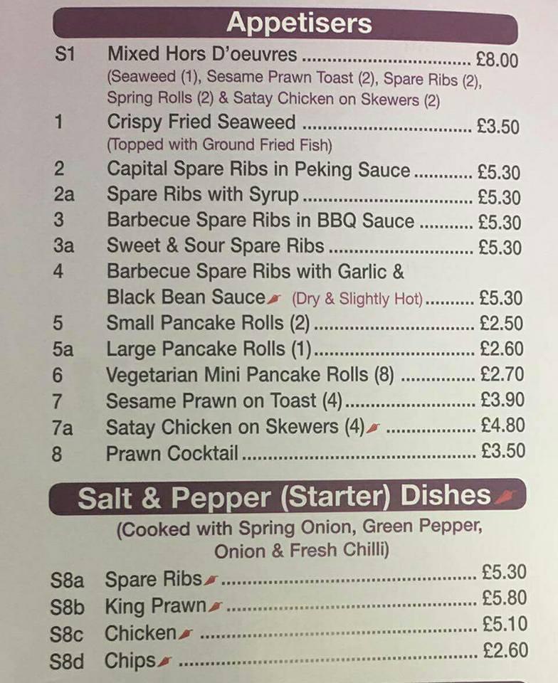 Menu at Hoi Shan fast food, Newton Abbot