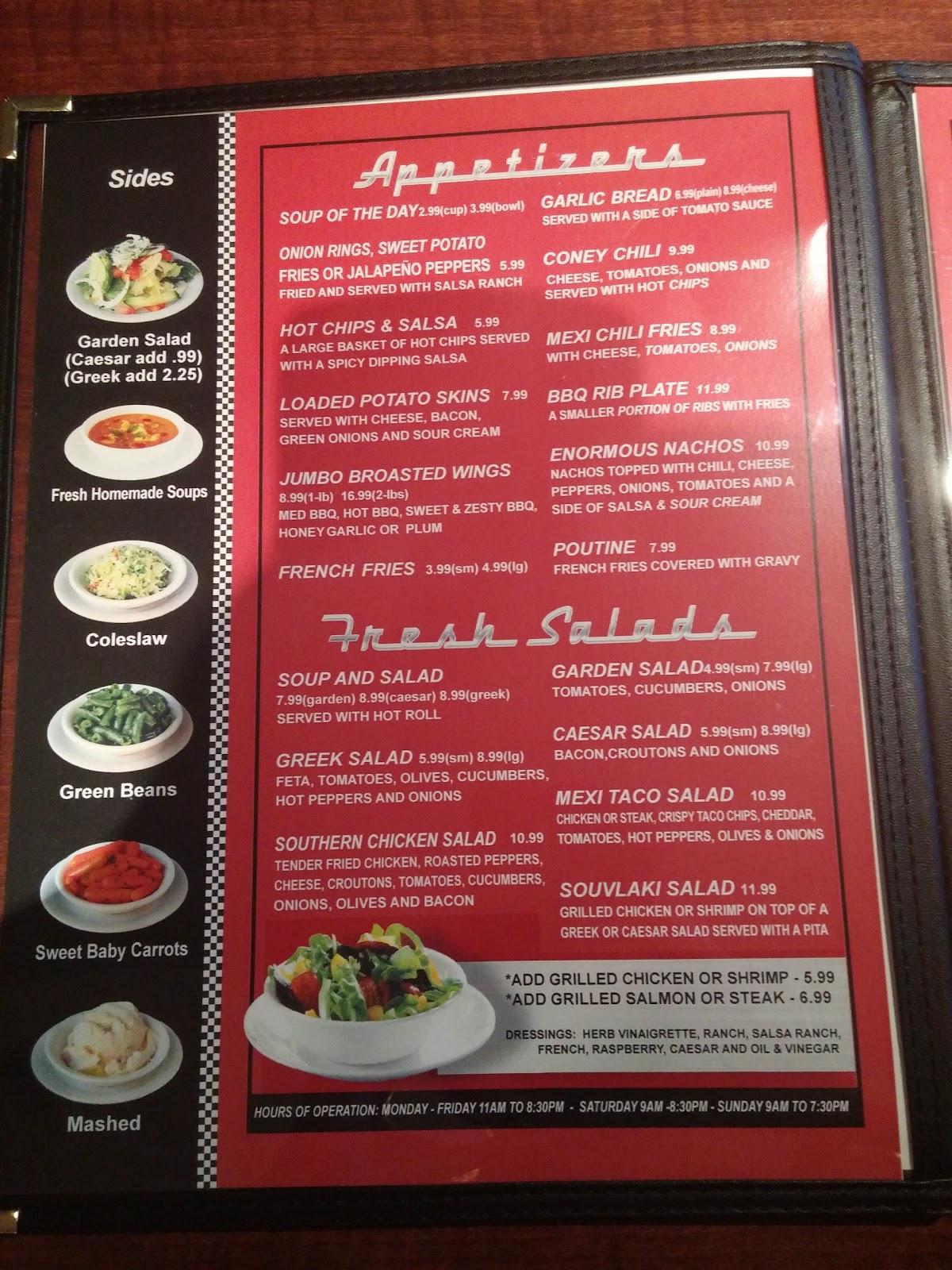 Menu at Original Michigan Diner BBQ, Essex, 27 Victoria Ave