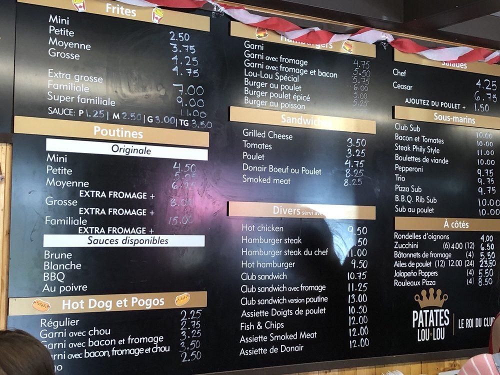 Menu at Patate Lou-Lou fast food, Gatineau