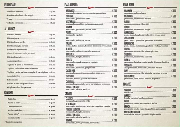 Menu da Peperoncino Ostia ristorante, Roma, Via Claudio
