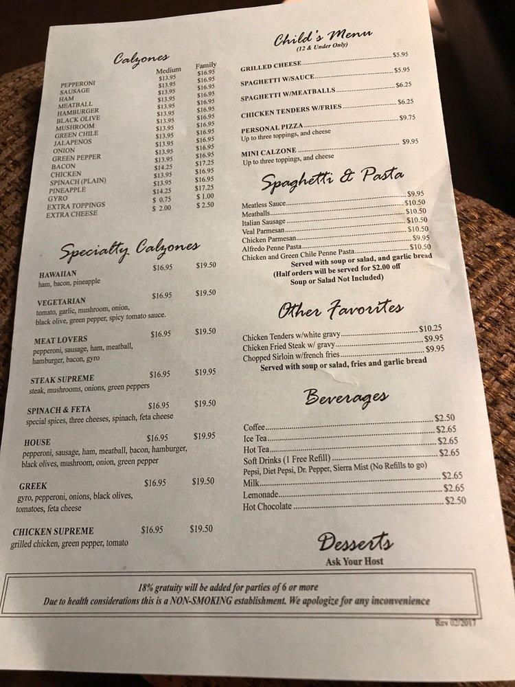 Menu at Riverside Pizza Restaurant, Farmington