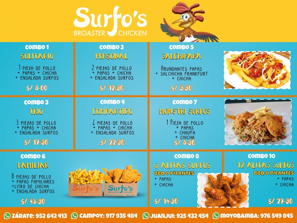 Menu at Surfos Broaster Chicken - Zárate restaurant, San Juan de Lurigancho