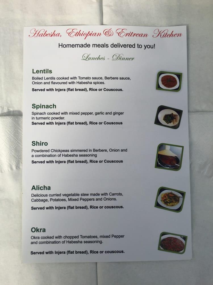 Menu at Habesha- Ethopian & Eritrean Kitchen, London
