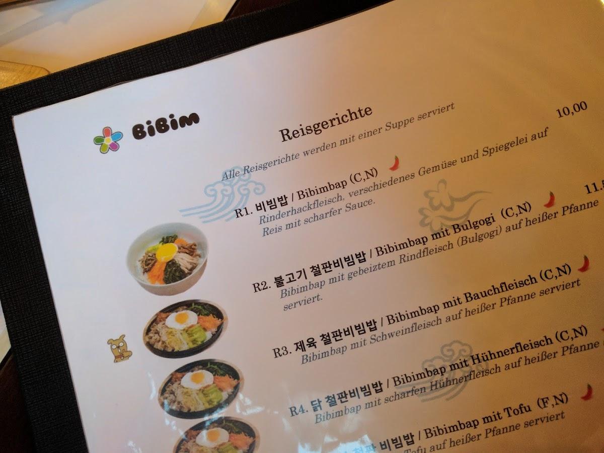 Speisekarte von BIBIM restaurant, Wien
