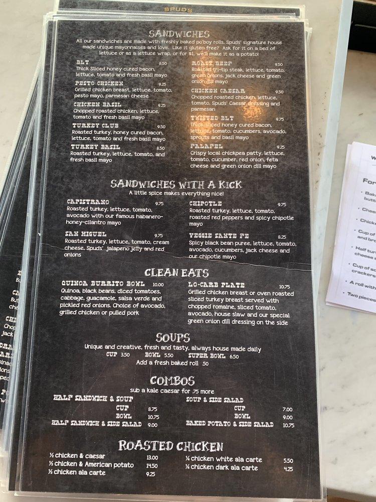 Menu at Spuds Waterfront Grill restaurant, Sandpoint