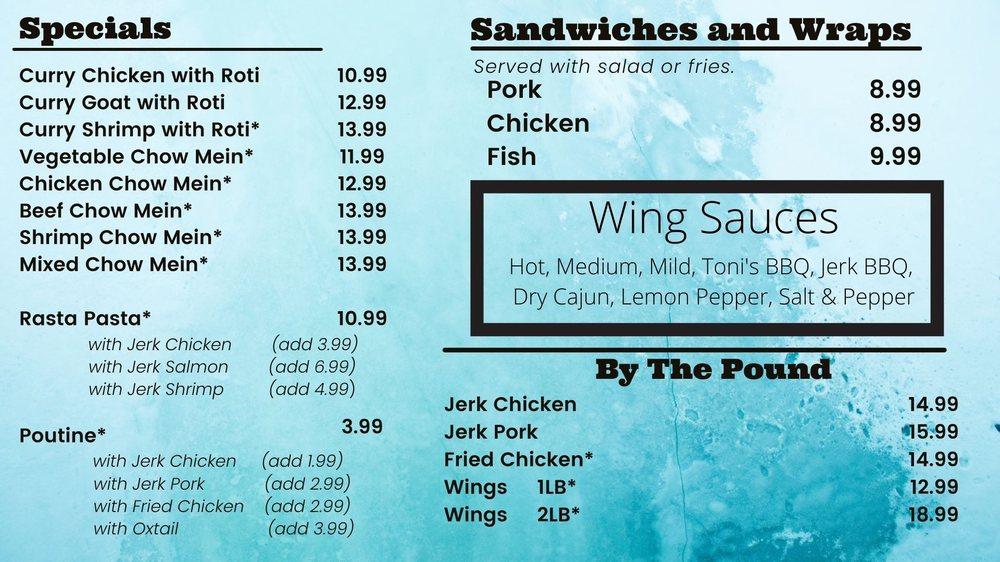 Menu at Toni's Fine Foods, Brantford