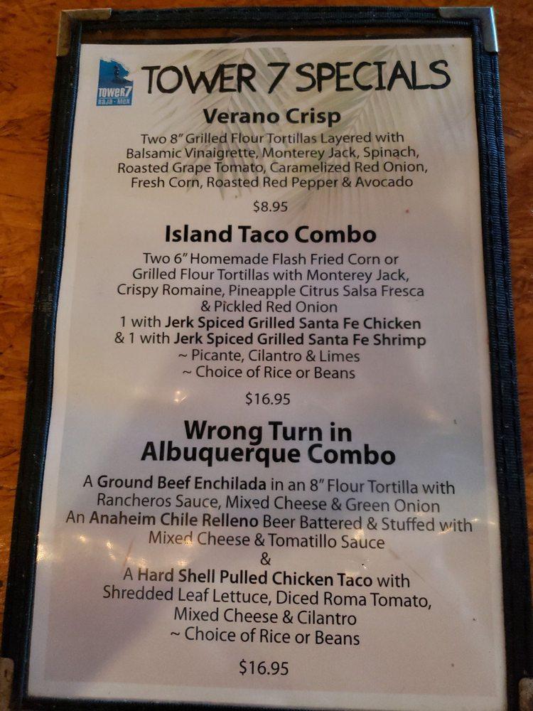 Menu at Tower 7 Baja Mexican Grill BBQ, Wrightsville Beach