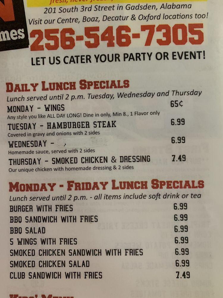 Menu at The Gridiron of Gadsden pub & bar, Gadsden