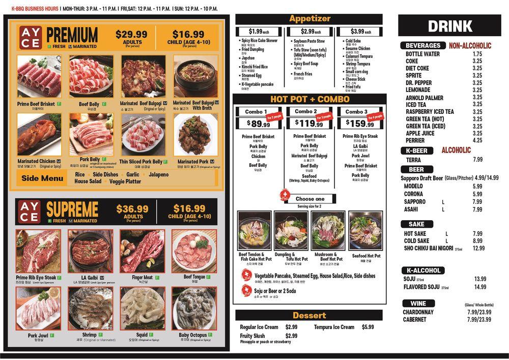 Menu at K-BBQ Simi Valley, Simi Valley