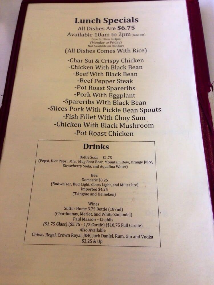 Menu at Kin Wah Chop Suey restaurant, Kaneohe