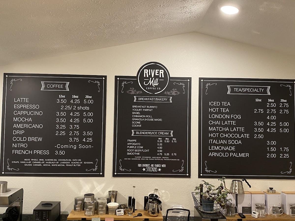 Carta de River Mill Coffee Co, Neligh