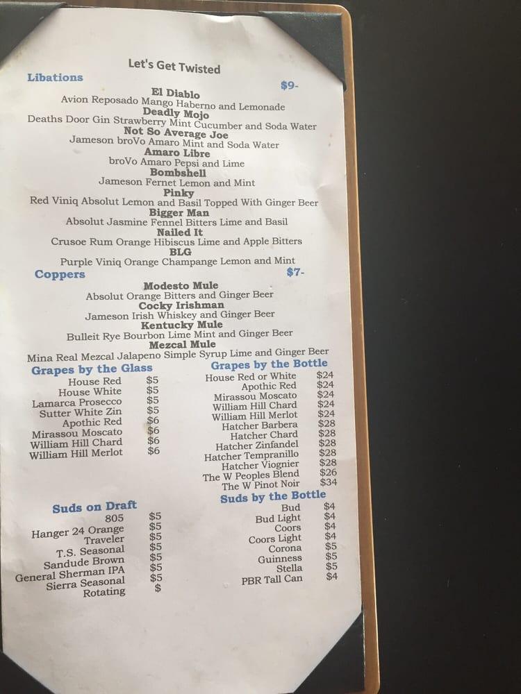 Menu at The Twisted Pig Bar and Grill, Modesto
