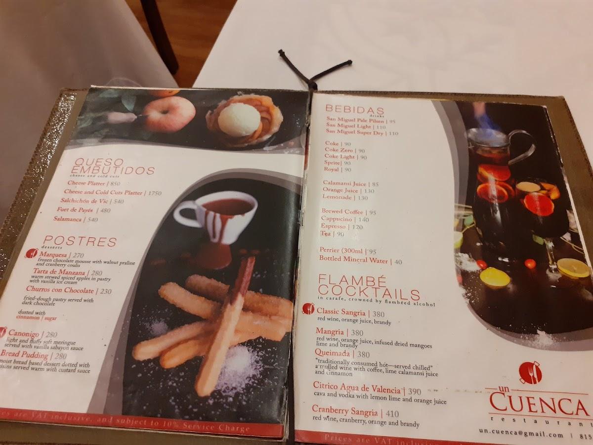 Menu at Un Cuenca Restaurant, Muntinlupa
