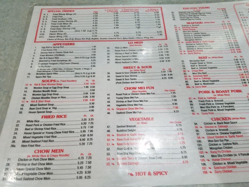 Menu at China King Restaurant, Augusta