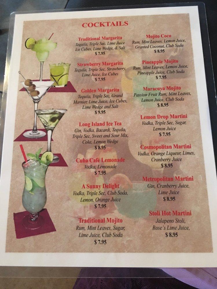 Menu at Cuba Café Restaurant, Las Vegas, E Tropicana Ave #1