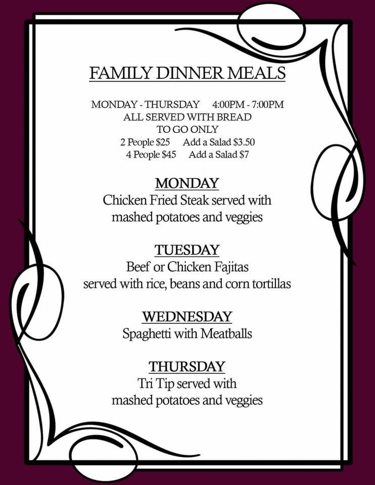 Menu at Jake's Steakhouse, Tehachapi