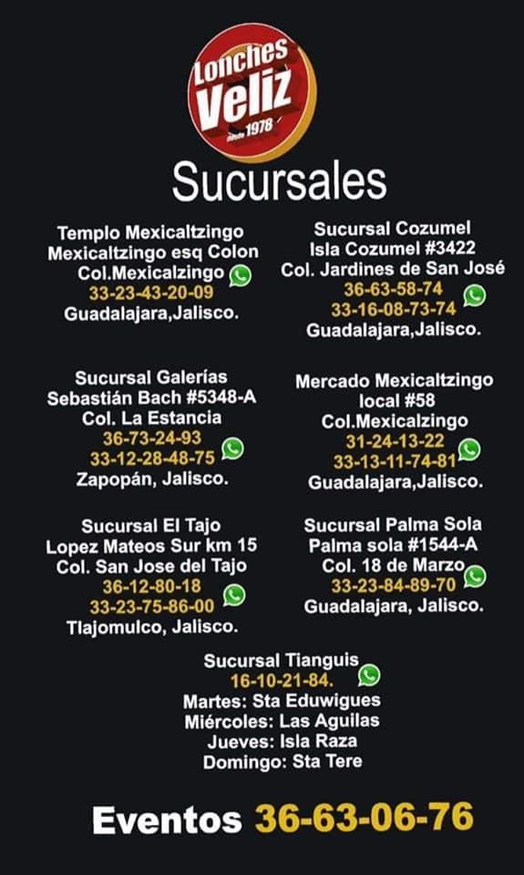 Menu at Lonches De Mexicaltzingo restaurant, Guadalajara