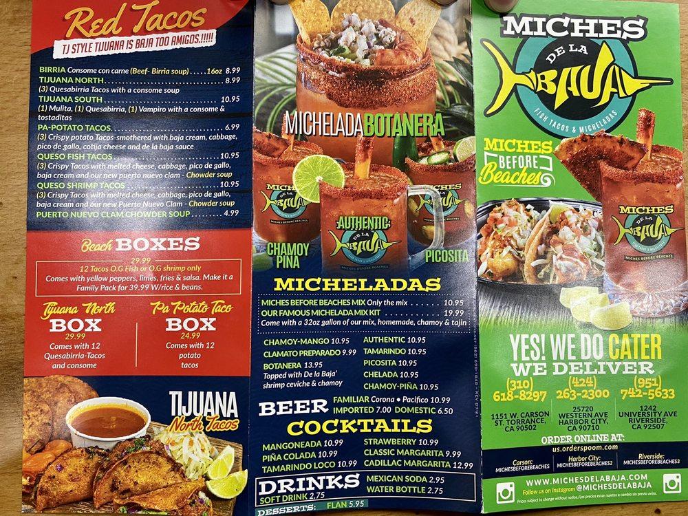 Carta del pub y bar Miches De La Baja, Riverside