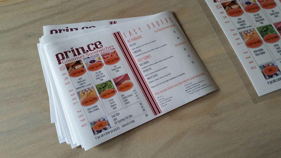 Menu at Prince Gourmet Sandwiches, Port Elizabeth