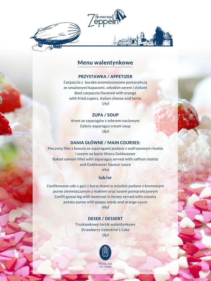 Menu at Restauracja Zeppelin restaurant, Gdańsk
