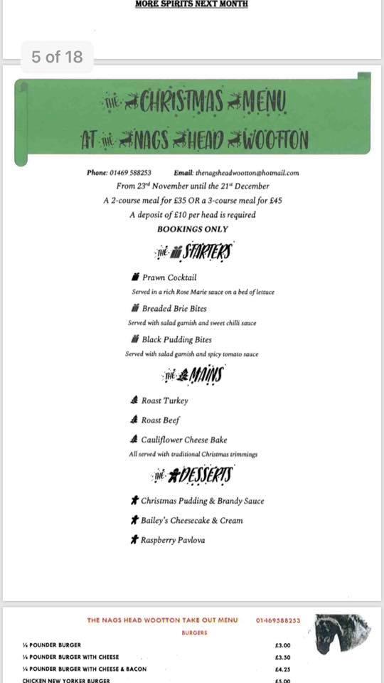 Menu at The Nags Head WOOTTON pub & bar, Ulceby