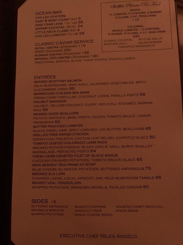 Menu at Caribou Club, Aspen