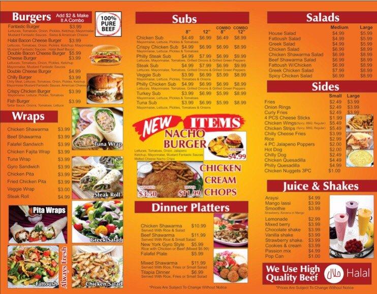 Menu at Fantastic Subs pub & bar, Hamtramck