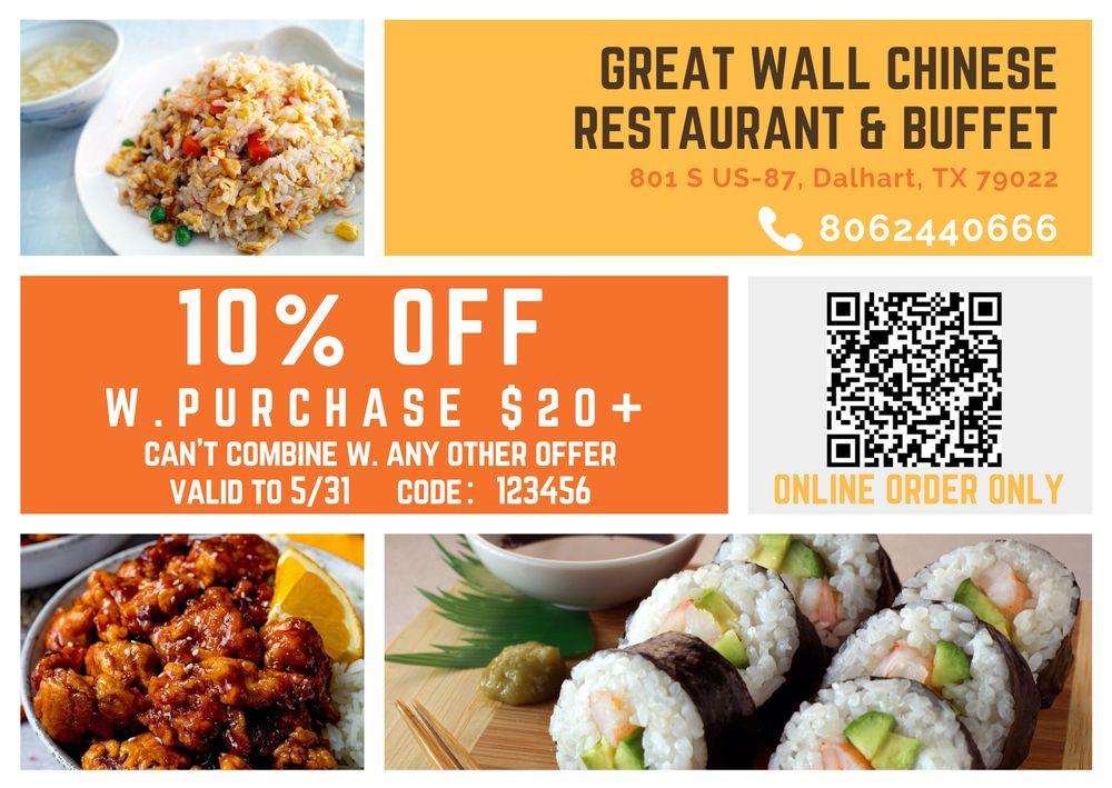 Menu at Great Wall Chinese Restaurant & Buffet, Dalhart
