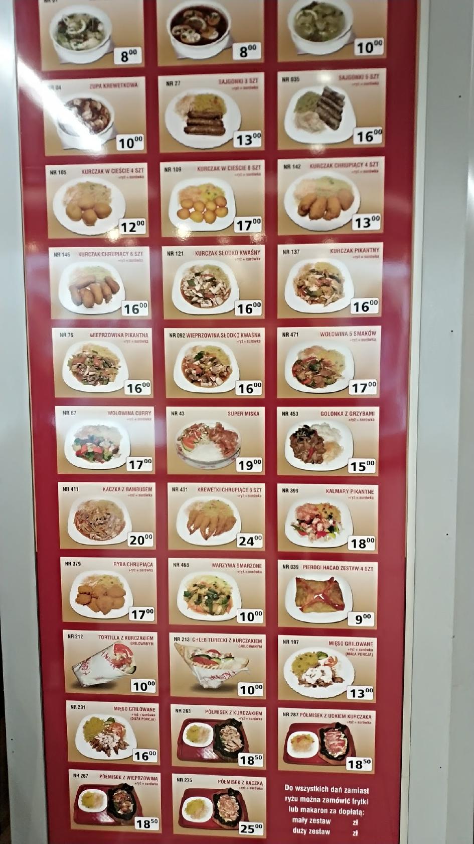 Menu at HA LONG restaurant, Rybnik