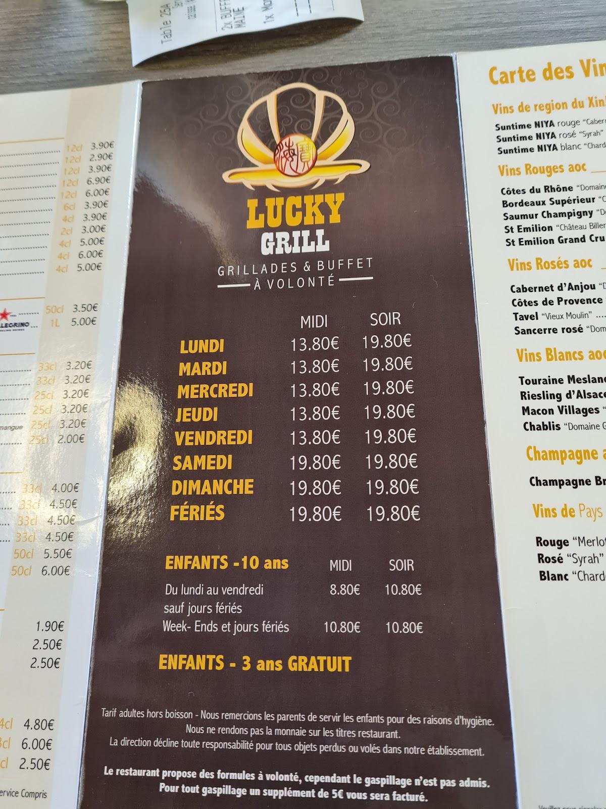 Menu at LUCKY GRILL / RESTAURANT ASIATIQUE BUFFET À VOLONTÉ, L'Aigle