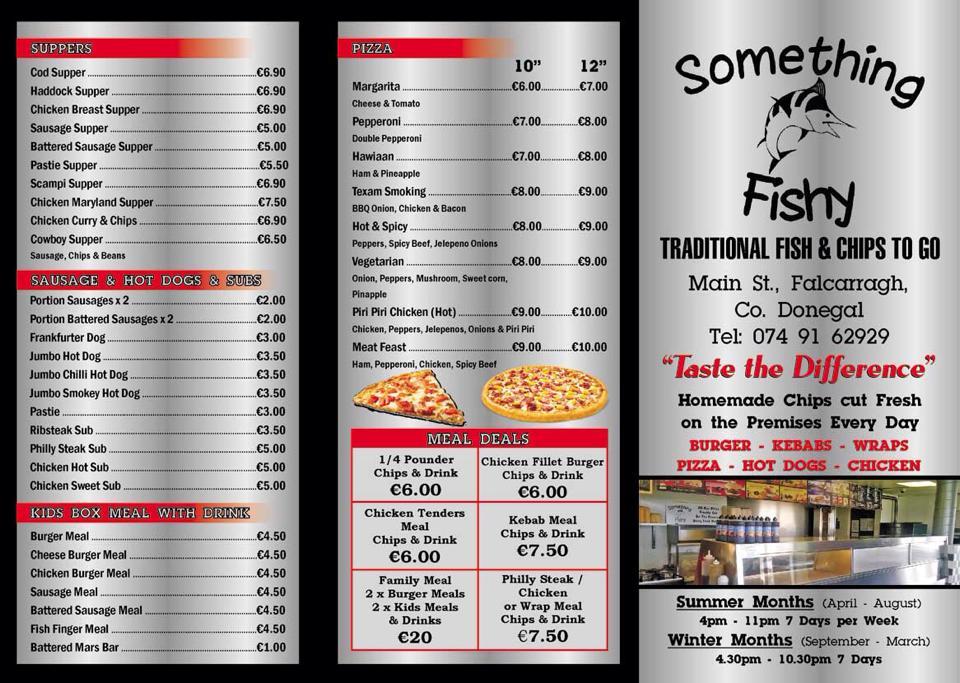Menu at Something Fishy restaurant, Falcarragh