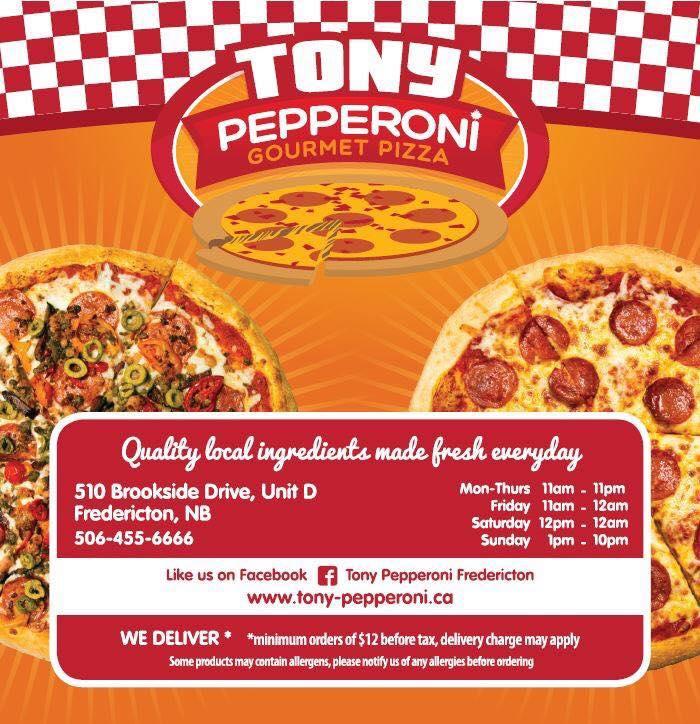 Menu at Tony Pepperoni Gourmet Pizza - Fredericton North Side pizzeria ...