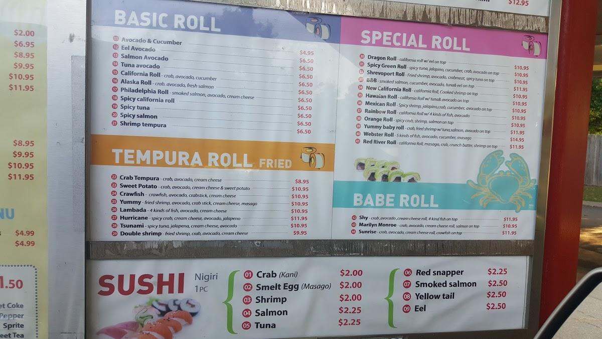 Menu at Yummy Sushi restaurant, Minden