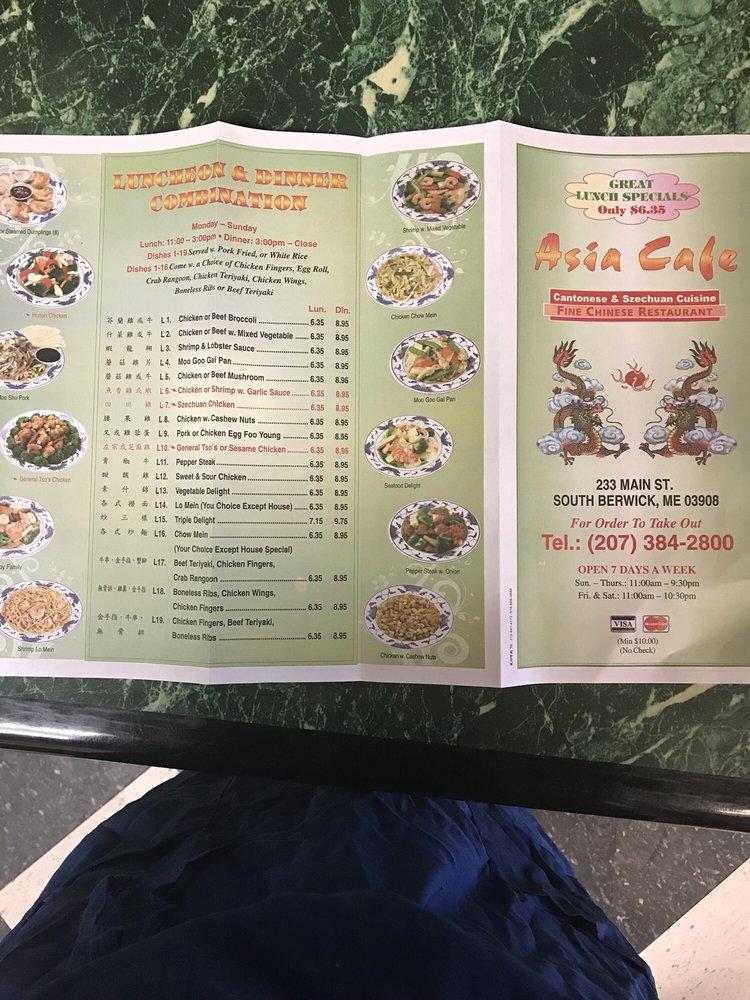 Menu at Asia Cafe, South Berwick