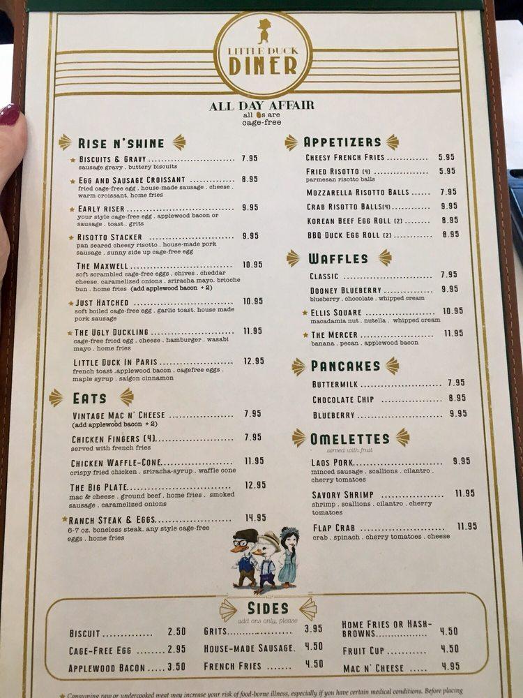 Menu at Little Duck Diner restaurant, Savannah
