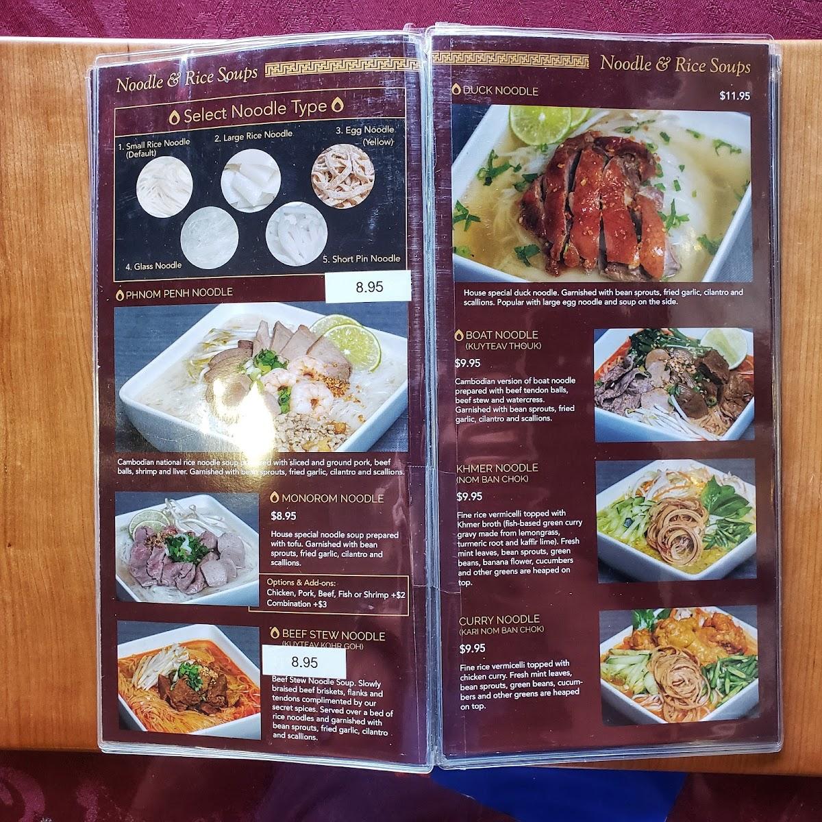 Menu at Monorom Cambodian Restaurant, Long Beach