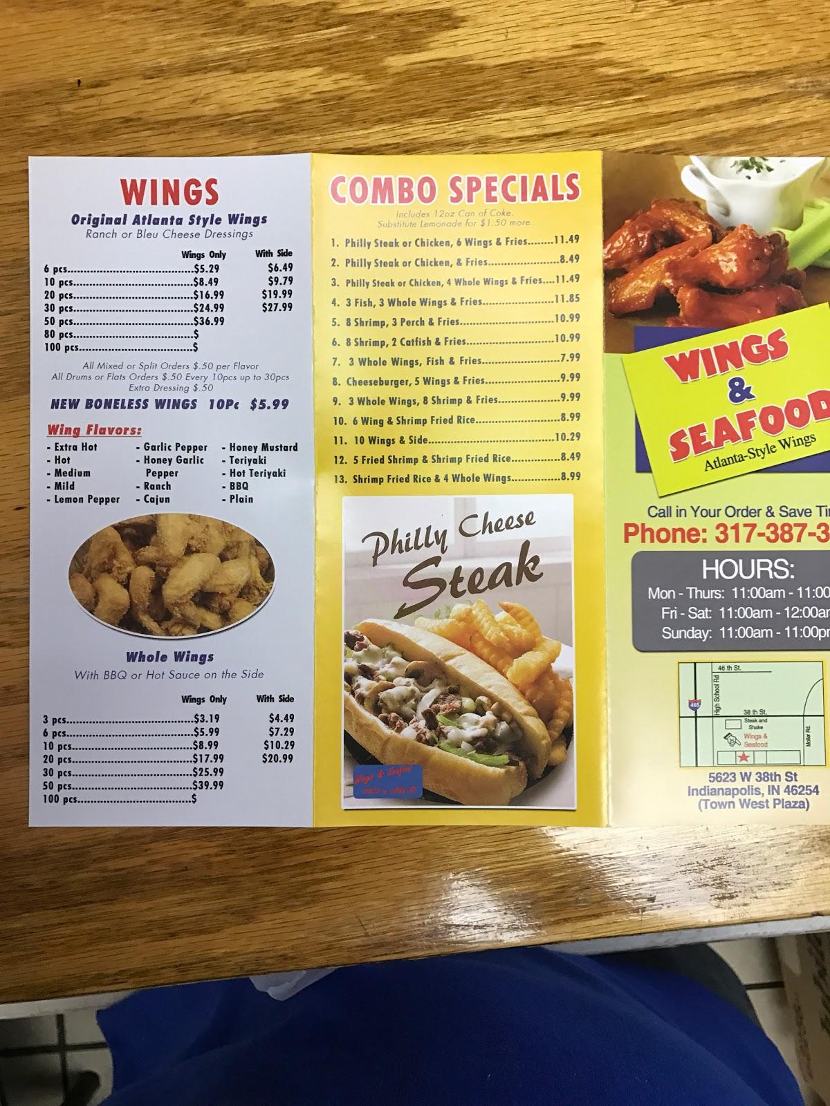 Menu at Wings & Seafood restaurant, Indianapolis
