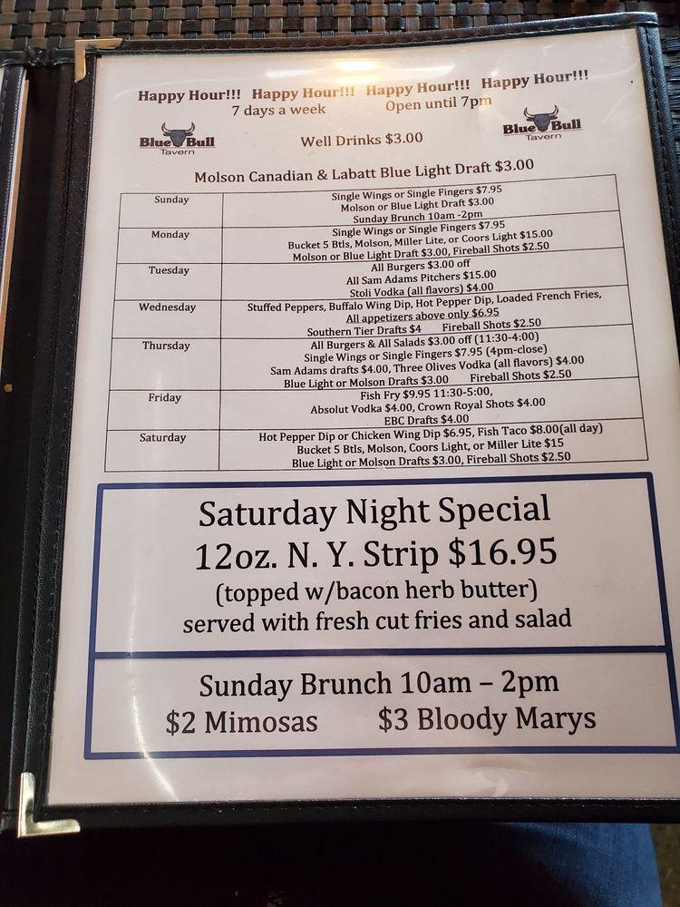 Menu at Blue Bull Tavern pub & bar, Amherst