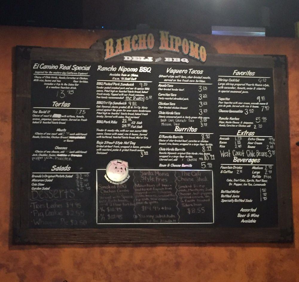 Menu at Rancho Nipomo BBQ, Nipomo