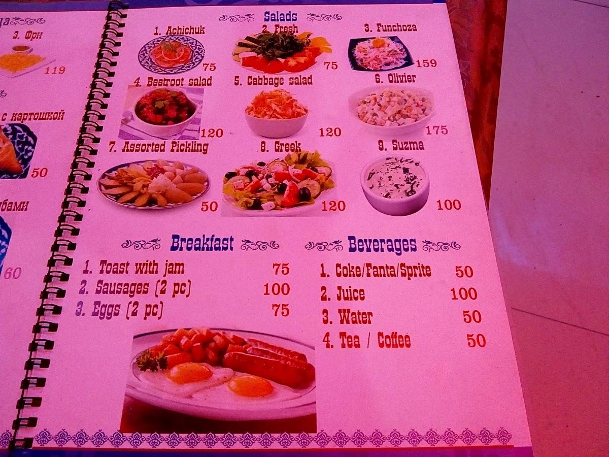 Menu at Tashkin Restaurant ( Uzbek & Russian Food), New Delhi
