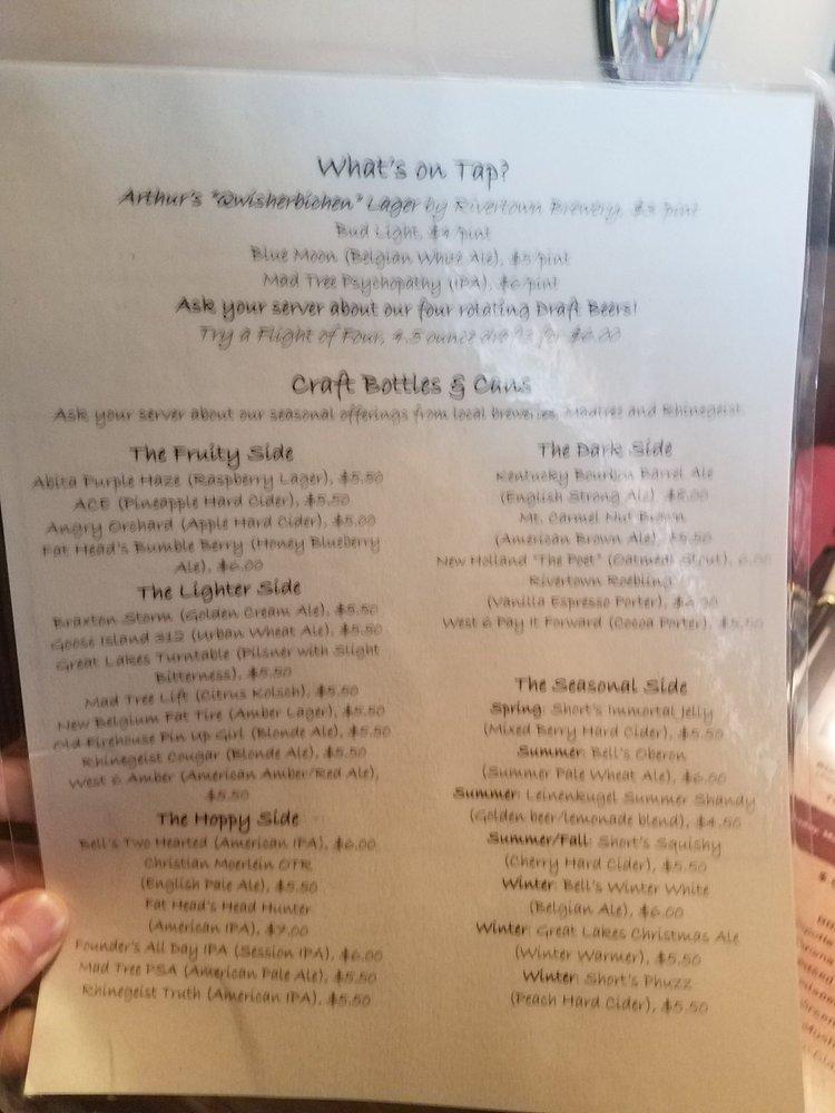 Menu at Arthur's pub & bar, Cincinnati, Beechmont Ave
