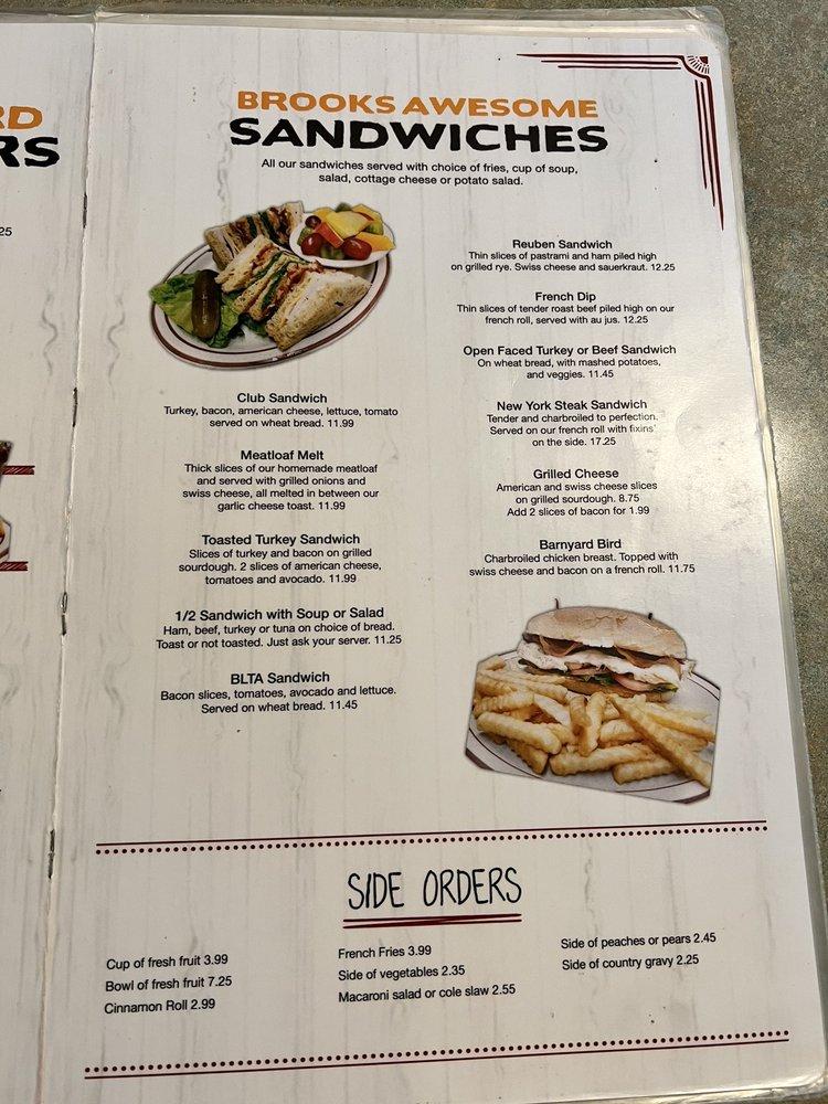 Menu at Brooks Ranch restaurant, Atwater