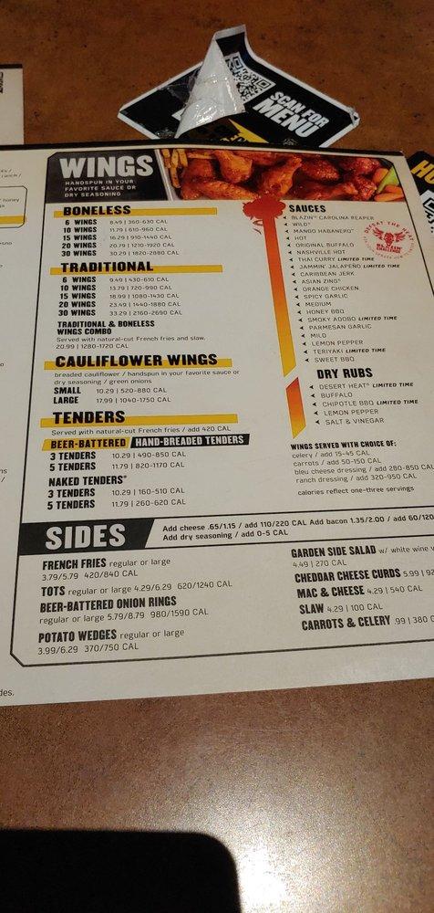 Menu at Buffalo Wild Wings pub & bar, The Meadows, University Pkwy