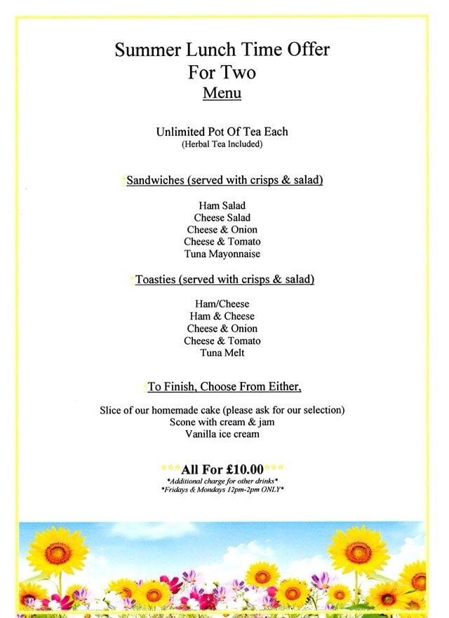 Menu at HYC Tea Room, Hullbridge