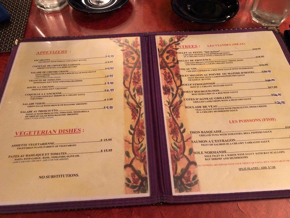 Menu at Mon Reve restaurant, Ridgecrest