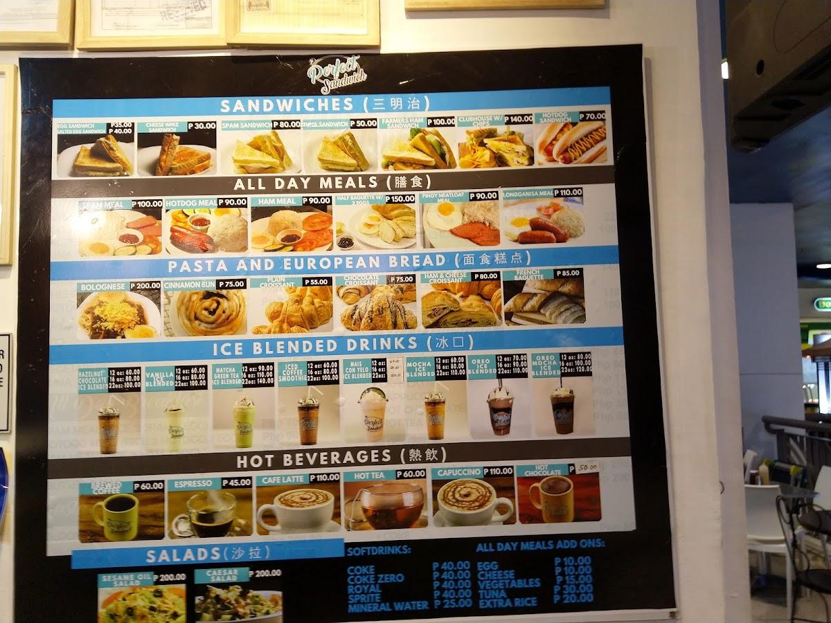Carta del café The Perfect Sandwich, Subic Bay Freeport Zone