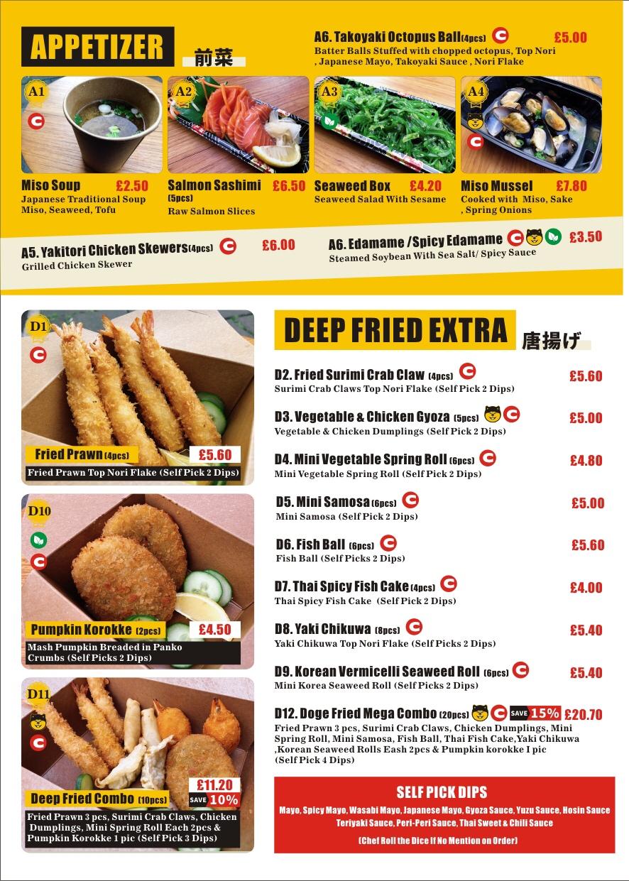 Menu at Doge Sushi restaurant, Huntingdon