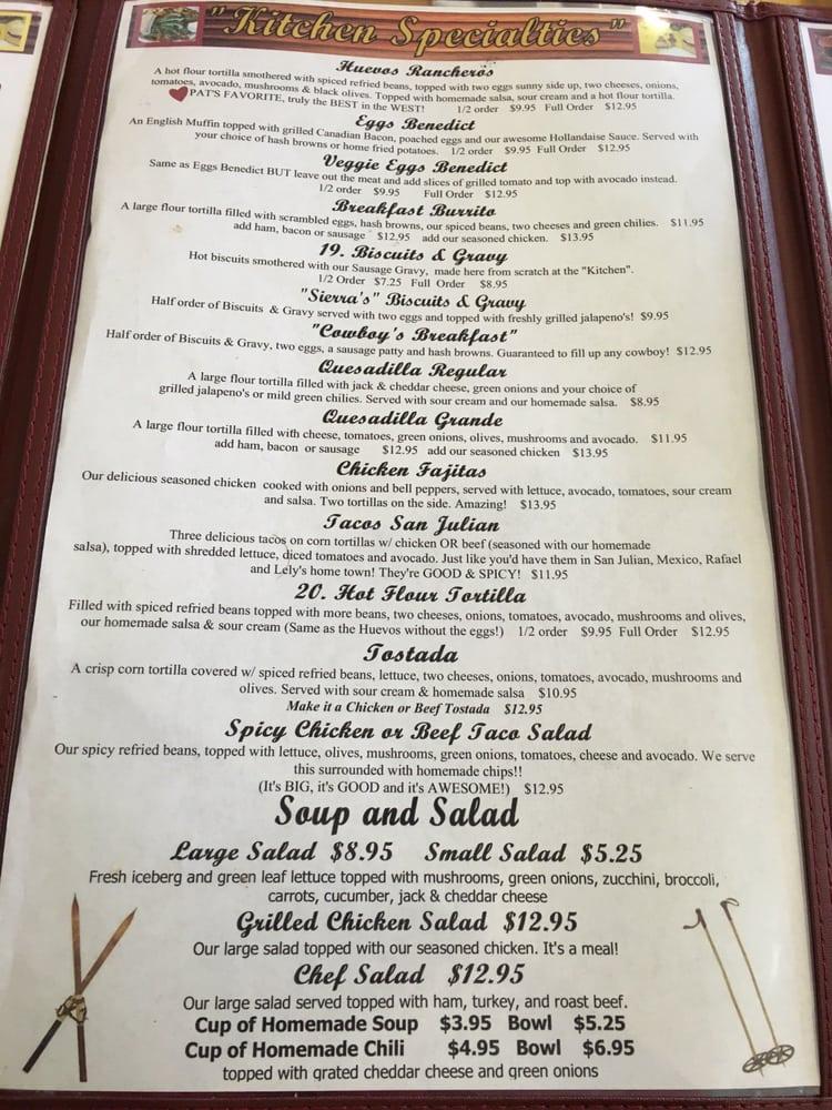 Menu at Donner Lake Kitchen restaurant, Truckee, Donner Pass Rd