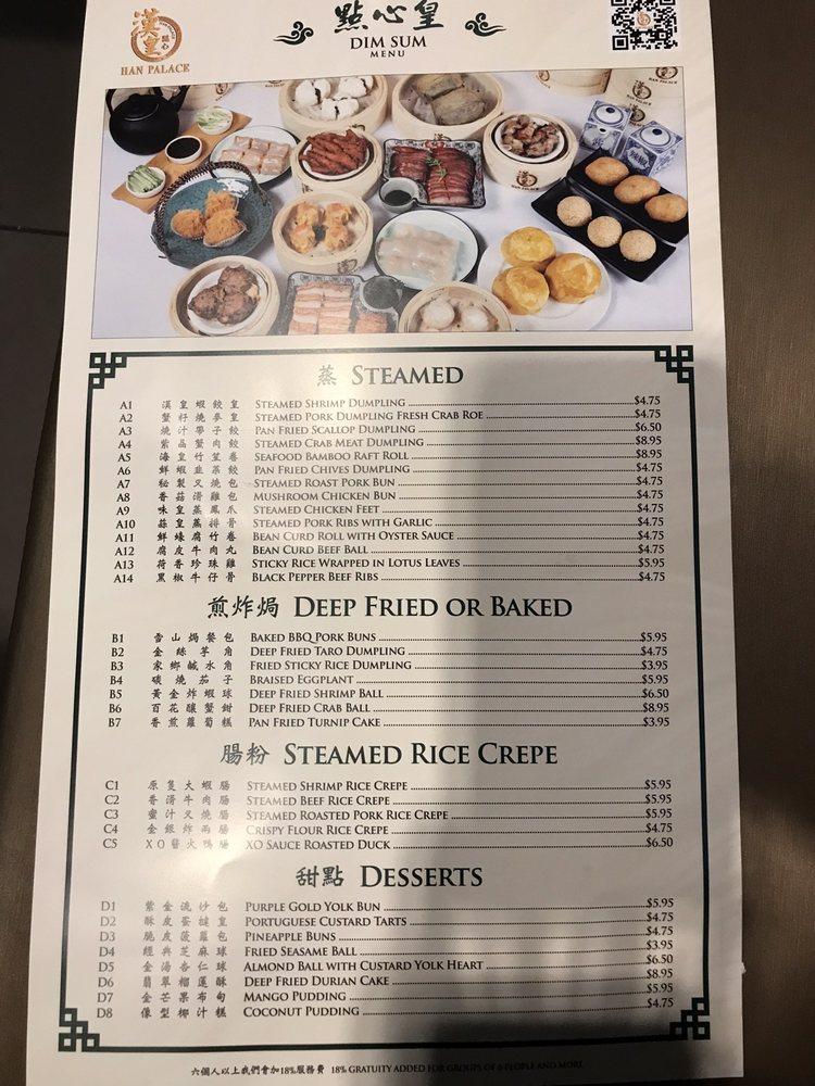 Menu at Han Palace restaurant, McLean